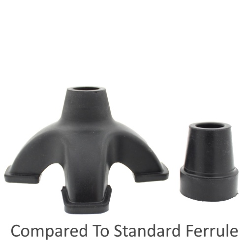 Black Rubber Ferrule With A Large 6 Footed Base For » Walking Sticks